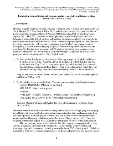 Pdf Pedagogical Code Switching And Translanguaging In Multilingual
