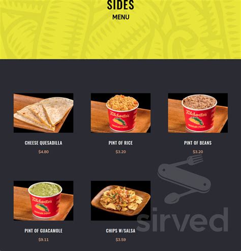 Filibertos Mexican Food Menu In Tempe Arizona Usa