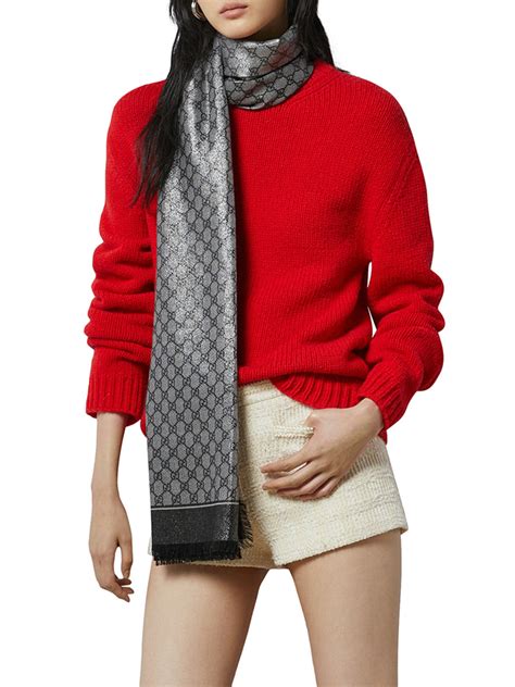 Shiny Gg Jacquard Wool Shawl Suit Negozi Row