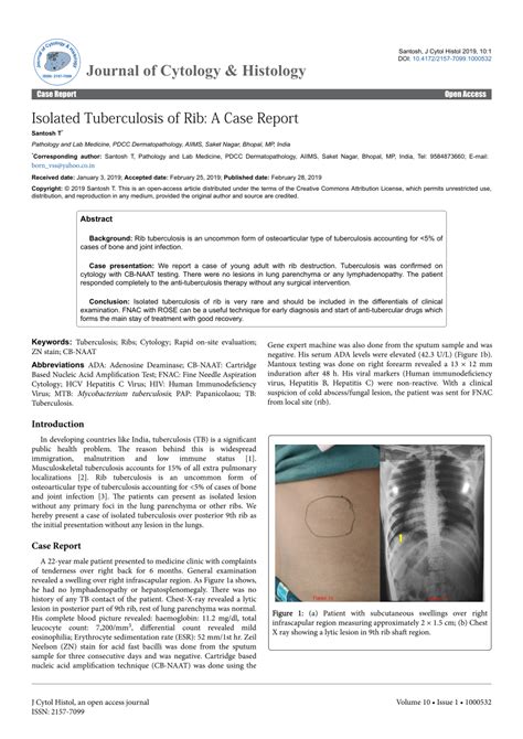 Pdf Isolated Tuberculosis Of Rib A Case Report