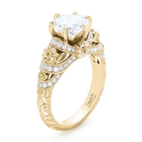 18k Yellow Gold Custom Yellow Sapphire And Diamond Engagement Ring