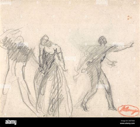 George Romney 1734 1802 British Macbeth Banquet Scene Undated Graphite On Medium Slightly