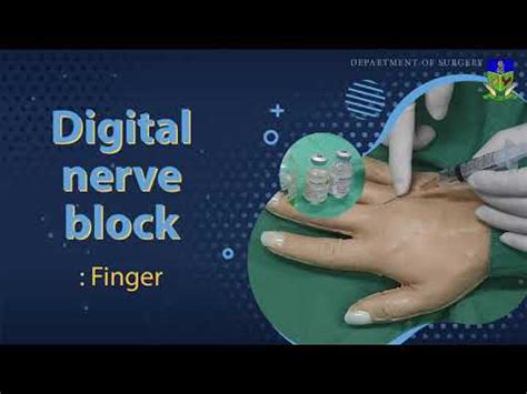 Digital Nerve Block Finger Youtube