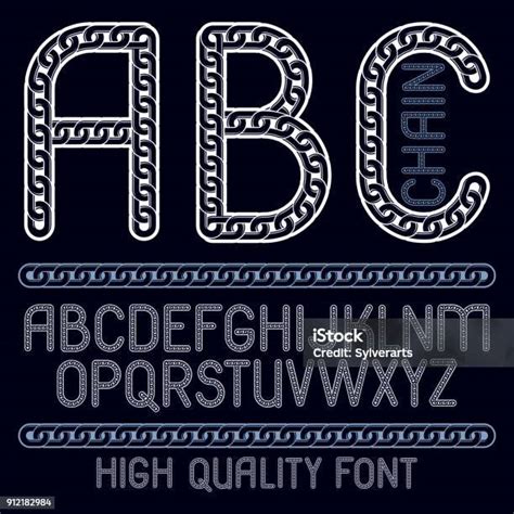 벡터 형식 글꼴에서 스크립트는 Z 장식 대문자에 Abc 크롬 체인 링크를 사용 하 여 만든 강철에 대한 스톡 벡터 아트 및 기타 이미지 Istock