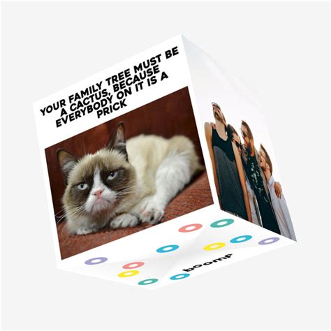 Grumpy Cat Meme Happy Birthday Prick Confetti Exploding Greetings Card Boomf