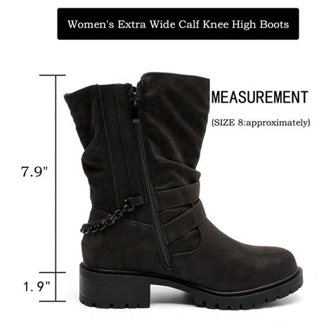 Womens Wide Width Combat Boots Extra Wide Width Low Heel Side Zipper