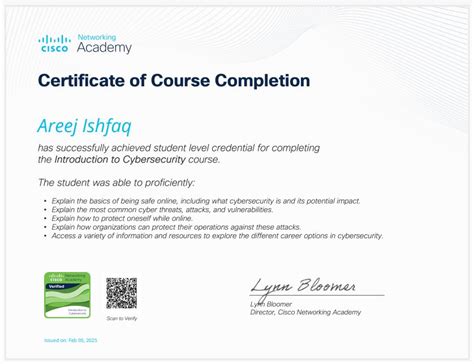 Cybersecurity Cisco Continuouslearning Cybersecjourney Areej Ishfaq