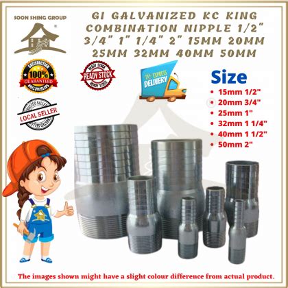 Gi Galvanized Kc King Combination Nipple 12 34 1 14 2 15mm 20mm