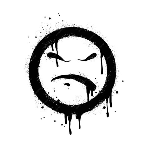 Premium Vector Anggry Face Emoticon Character Spray Painted Graffiti
