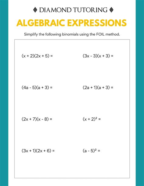 Multiplying Binomials Foil Method Worksheets Foil Method In Math