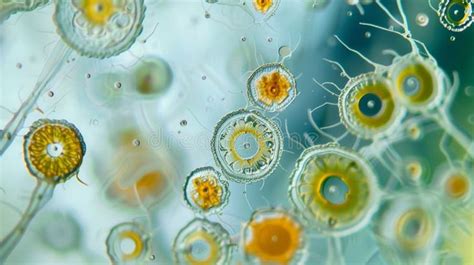 A Microscope Slide Containing A Sample Of Plankton Viewed Under High