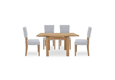 Augusta Draw Leaf Extending Dining Table And 4 Open Back Upholstered Dining Chairs