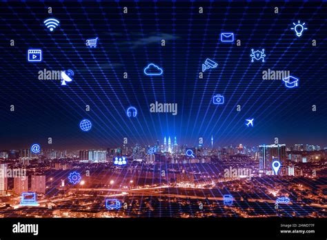 Smart City And Internet Of Things Wireless Communication Network Abstract Image Visual Stock