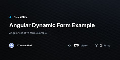 Angular Dynamic Form Example Stackblitz