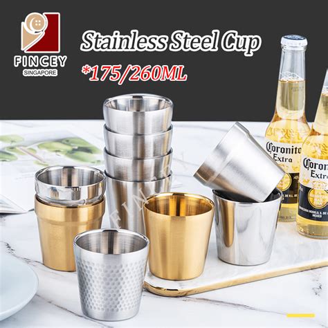 【sg】metal Cup 304 Stainless Steel Drinking Cups Stackable Metal Drinking Glasses Double Wall