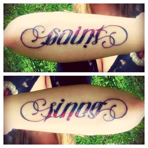 Saint Sinner Ambigram Tattoo Saint Tattoo Tattoos With Meaning