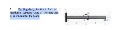 Solved 2 Use Singularity Function To Find The Reactions At