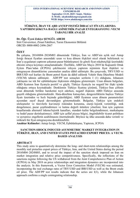 Pdf Türkiye İran Ve Abd Antep Fıstığı İhracat Fiyatlarında Yaptırım