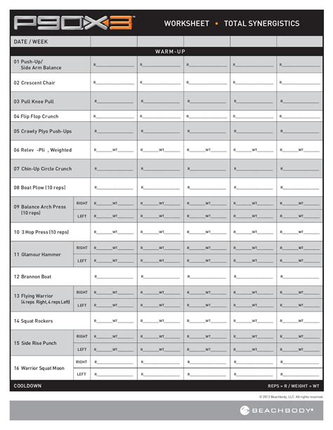 P90x3 Eccentric Upper Workout Sheets