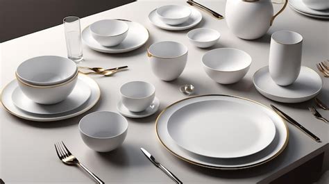Clean And Elegant Tableware Appearance Premium Ai Generated Image