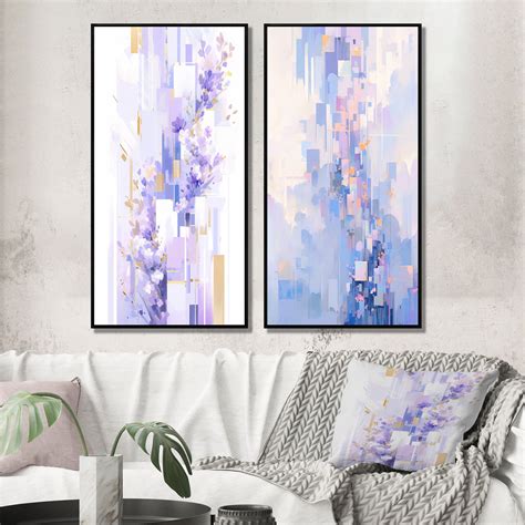 Designart Interlocking Perspectives Purple Gold Harmony Cubism Framed