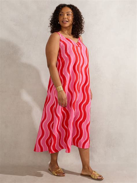 Pink Swirl Print Midi Dress