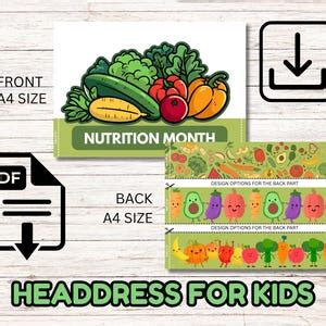 Nutrition Month Headdress Printable Diy Food Crown Craft Pdf Etsy