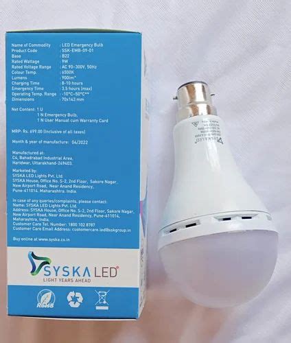 Syska Emergency Led Bulb 840 Lm Cool White At ₹ 250 Box In Navi Mumbai Id 2850662821188