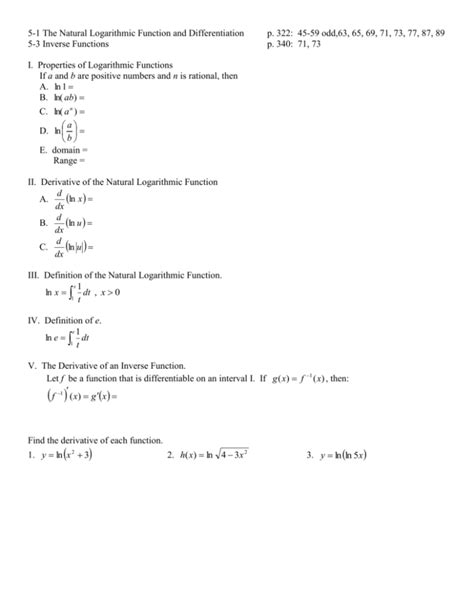 5 1 The Natural Logarithmic Function And Differentiation