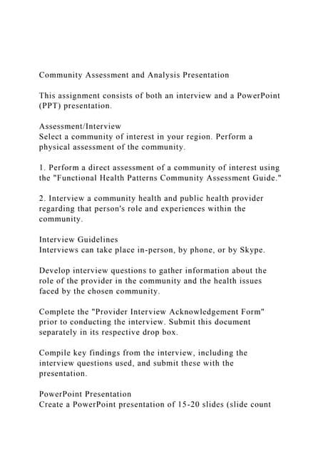 Community Assessment And Analysis Presentationthis Assignmendocx