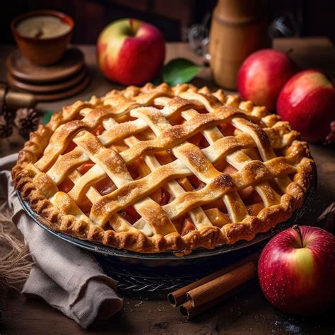 Premium Photo Homemade Apple Pie With Fresh Apples And Cinnamon On Rustic Background