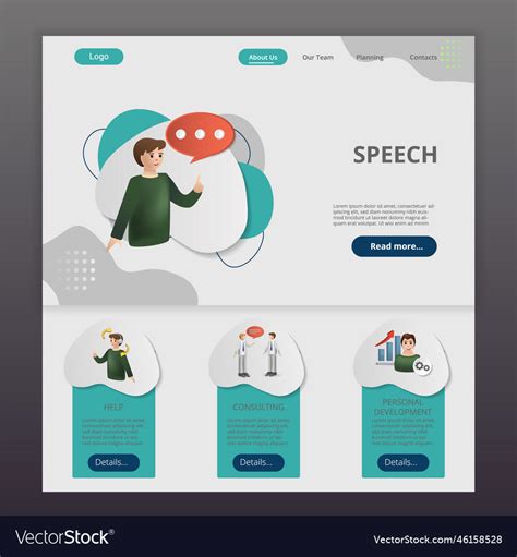 Speech Flat Landing Page Website Template Help Vector Image