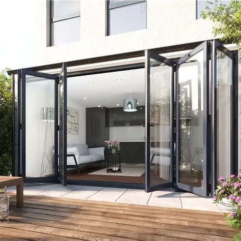 Customized Design Bi Fold Doors Vertical Folding Door Restaurant Cafe Aluminum Alloy Frame