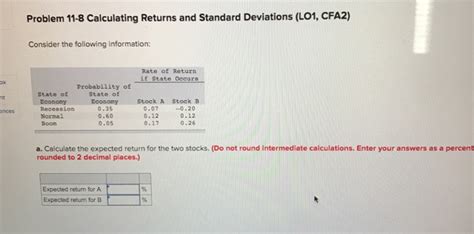 solved problem 11 8 calculating returns and standard