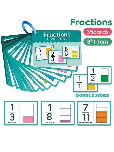 35pcs Fraction Flash Cards From Integers To Twelfths Educational Math Learning Tool For