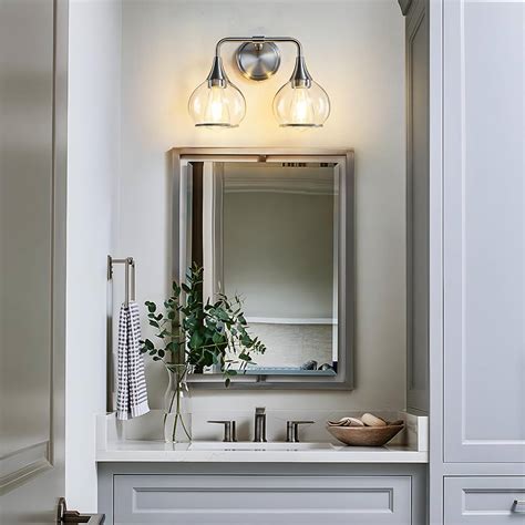 Farmhouse Bathroom Wall Light Qhantomize 2 Light Brushed Nickel Vanity