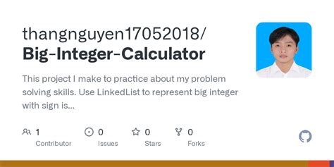 Github Thangnguyen17052018big Integer Calculator This Project I