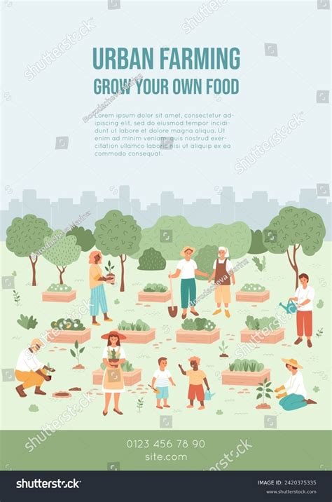 Urban Farming Concept Community Garden City Stock Vector Royalty Free