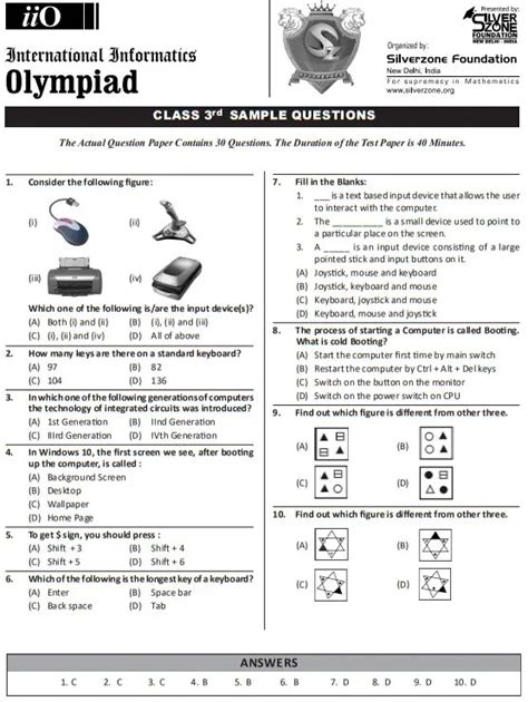 Silverzone Iio Class 3 Sample Question Paper 2023