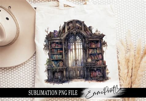 Fantasy Bookshelf Sublimation Design Png Witch Tshirt Mugs Tumbler