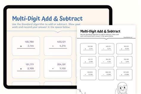 multi digit addition and subtraction worksheets free interactive