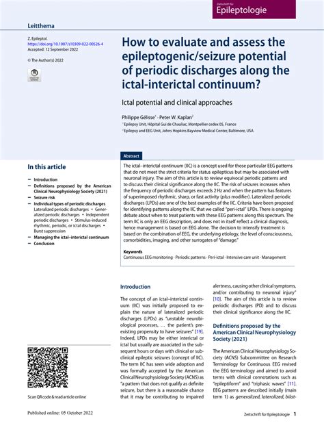 Pdf How To Evaluate And Assess The Epileptogenicseizure Potential Of