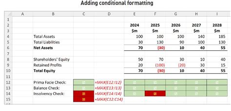 excel modelling how to implement 3 types of checks