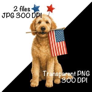 4th Of July Goldendoodle Png July 4th Goldendoodle Dog Sublimation