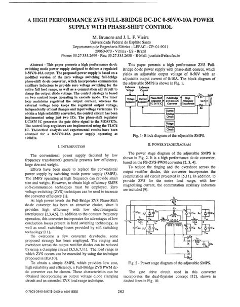 Pdf A High Performance Zvs Full Bridge Dc Dc 0 50 V0 10 A Power Supply With Phase Shift Control