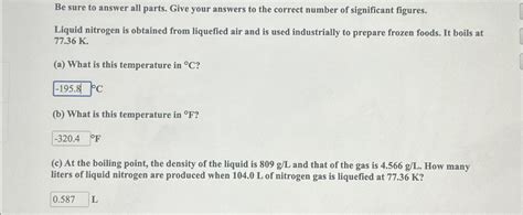 Solved Be sure to answer all parts. Give your answers to the | Chegg.com