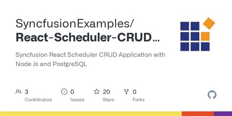 GitHub SyncfusionExamples React Scheduler CRUD NodeJS And PostgreSQL Syncfusion React