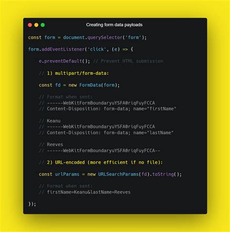 How To Create Form Data Payloads Of Different Types In Javascript 📦 Rjavascripttips