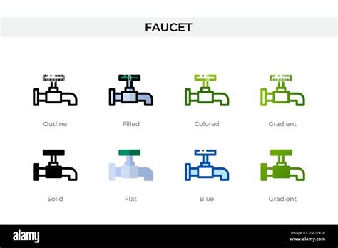 Faucet Icon In Different Style Faucet Vector Icons Designed In Outline Solid Colored Filled
