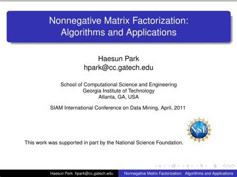 PDF Nonnegative Matrix Factorization Algorithms And Matrix Factorization Algorithms And